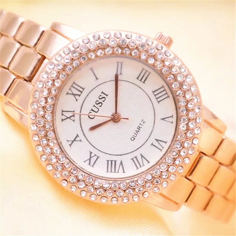 CUSSI 2018 Rose Gold Luxury Women Bracelet Watches Ladies Dress Clock ...