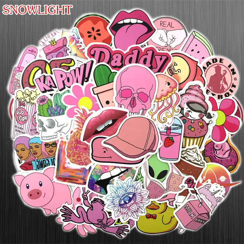 53Pcs/set Pink INS Style Graffiti Girl Sticker For Laptop Luggage ...