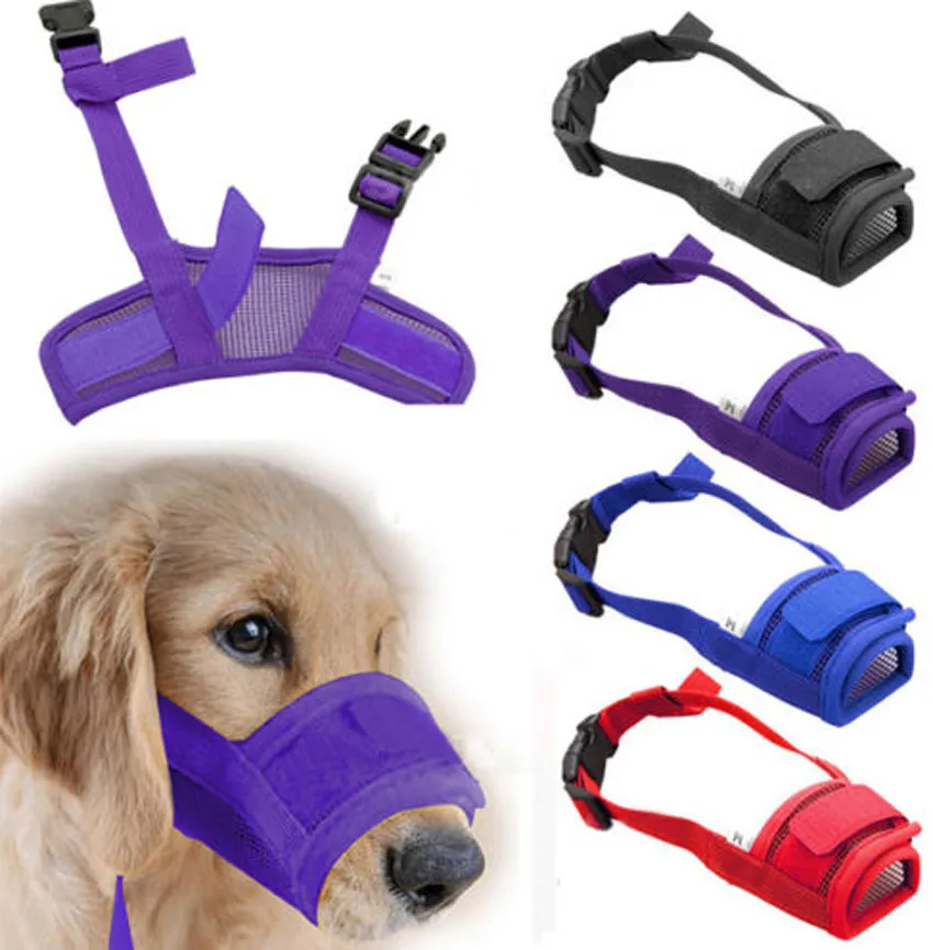 Pet-Dog-Adjustable-Mask-Bark-Bite-Mesh-Mouth-Muzzle-Grooming-Anti-Stop ...