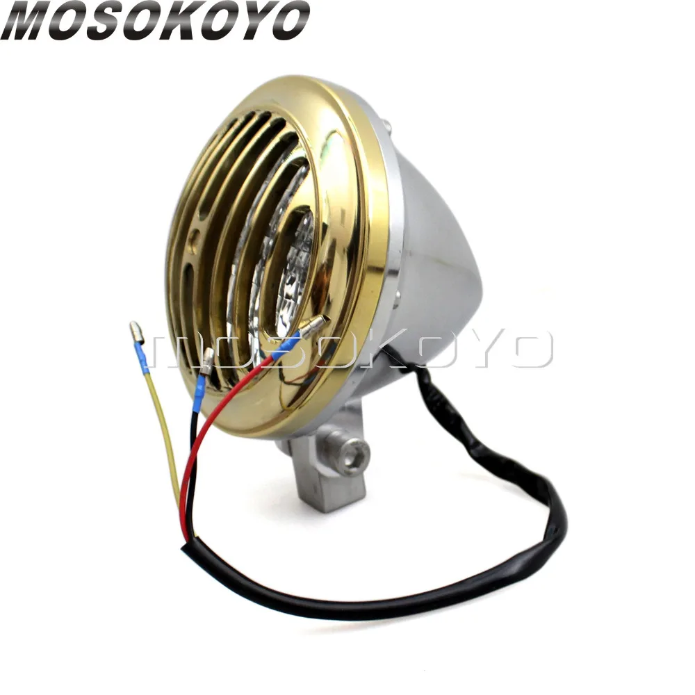 Brass-Polish-Motorcycle-Vintage-Headlight-Grille-Cover-Guard-Halogen ...