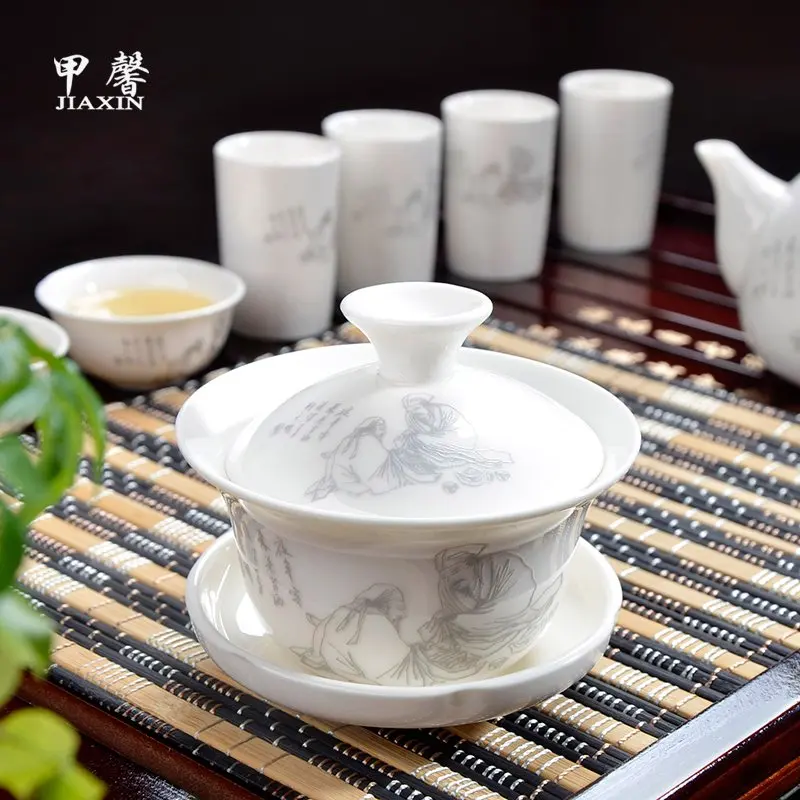 Jade porcelain tea sets set of solid wood tray economic package|tray ...