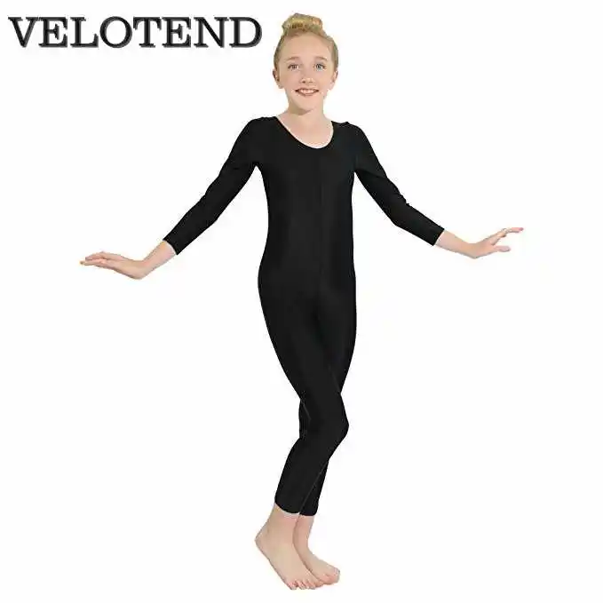 VELOTEND Girls Unitards Long Sleeve Unitard Boys Bodysuit Spandex Lycra ...