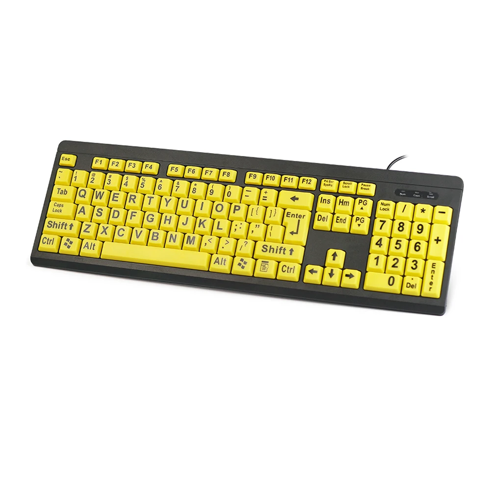 NEW USB Large Letters Yellow Button Elderly Child Keyboard-in Keyboards ...
