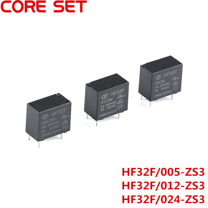 5PCS/lot 5V 12V 24V Power Relays HF32F JZC 32F 005 ZS3 JZC 32F 012 ZS3 JZC 32F 024 ZS3 3A 250VAC ...