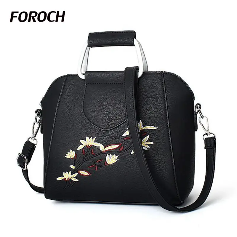 Foroch mensajero Bolsas femenino Conchas Bordado cuero Bolsos de hombro ...