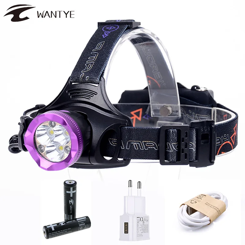 18650 Headlight LED Headlamp 3*XML T6+3*Red Light USB Rechargerable ...
