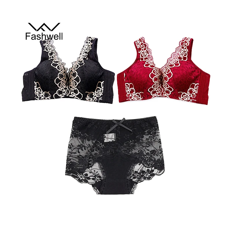 Sexy Lace Floral Push Up Bra Women Wire Free Bralette Bra with Women's ...