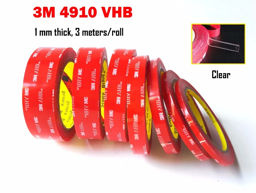 VHB (1.0mm Thick) 3M 4910 Clear Double Sided Acrylic Foam Tape, Replace ...