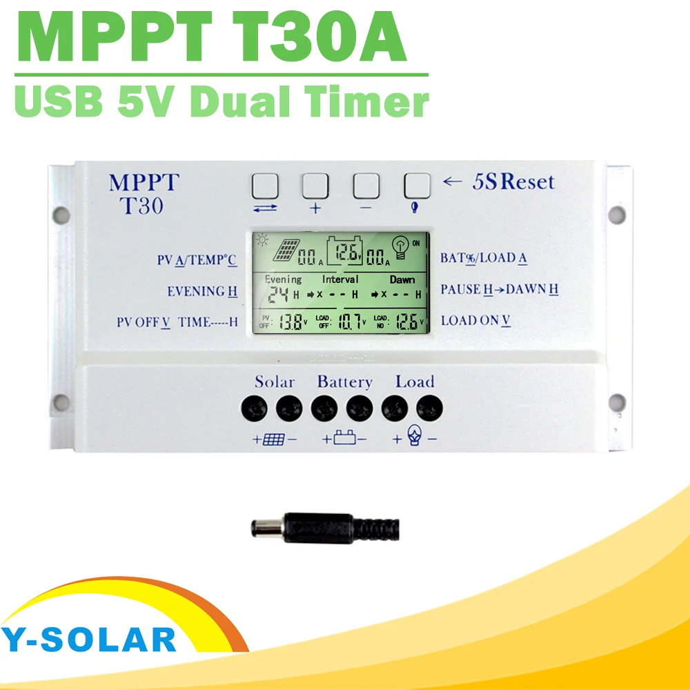 ใหม่ MPPT T30 Solar Charger Controller 30A 12 โวลต์ 24 โวลต์จอแสดงผล ...