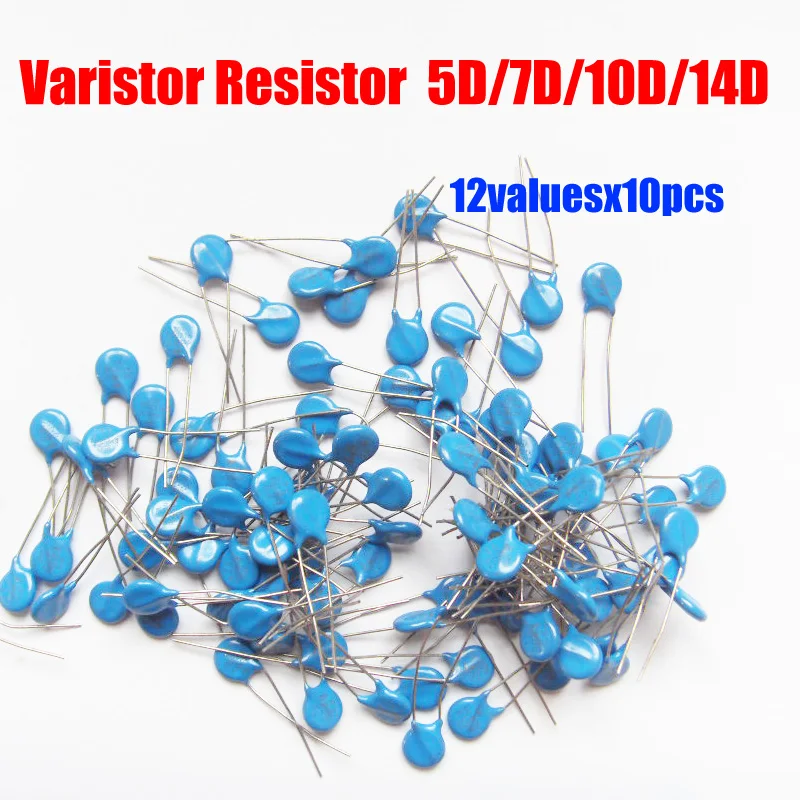 12valuesx10pc=120pcs 5d/7d/10d/14d Voltage Dependent Resistor Kit ...