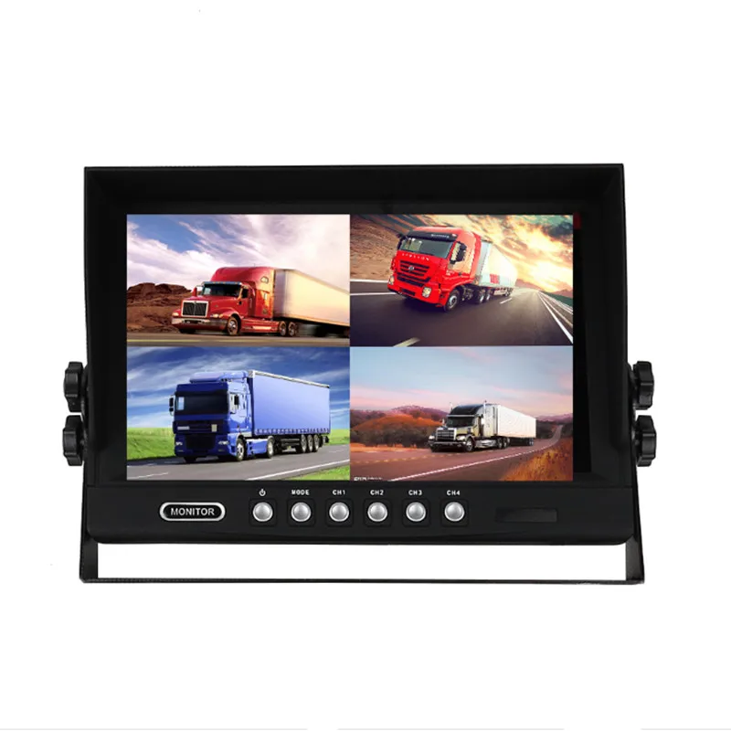 9" TFT LCD Color Monitor 4 Channel DC12V 24V 4 Split Quad Color Rear ...