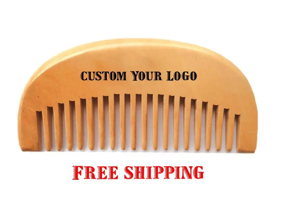 Custom Your Logo Durable Wooden Combs Handmade Cherry Beard Comb Wide ...