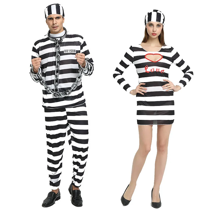 Coshome Prisoner Cosplay Costumes Man Women Prison Criminal Suits Jail ...