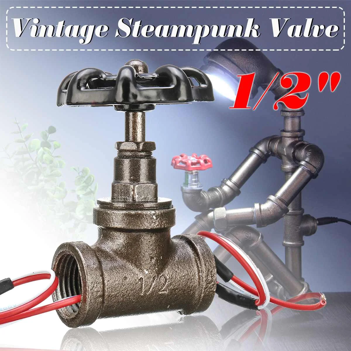 1/2 Inch Stop Valve Light Switch With Wire For Water Pipe Lamps ...