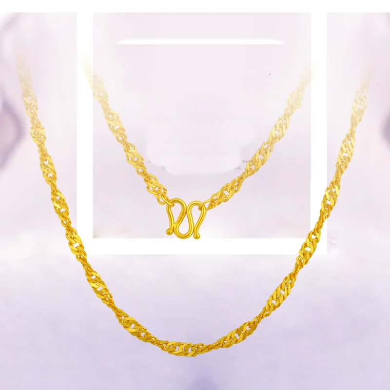 Pure-Yellow-Gold-Water-Wave-Chain-Necklace-999-gold-24K-Necklace-Chain ...