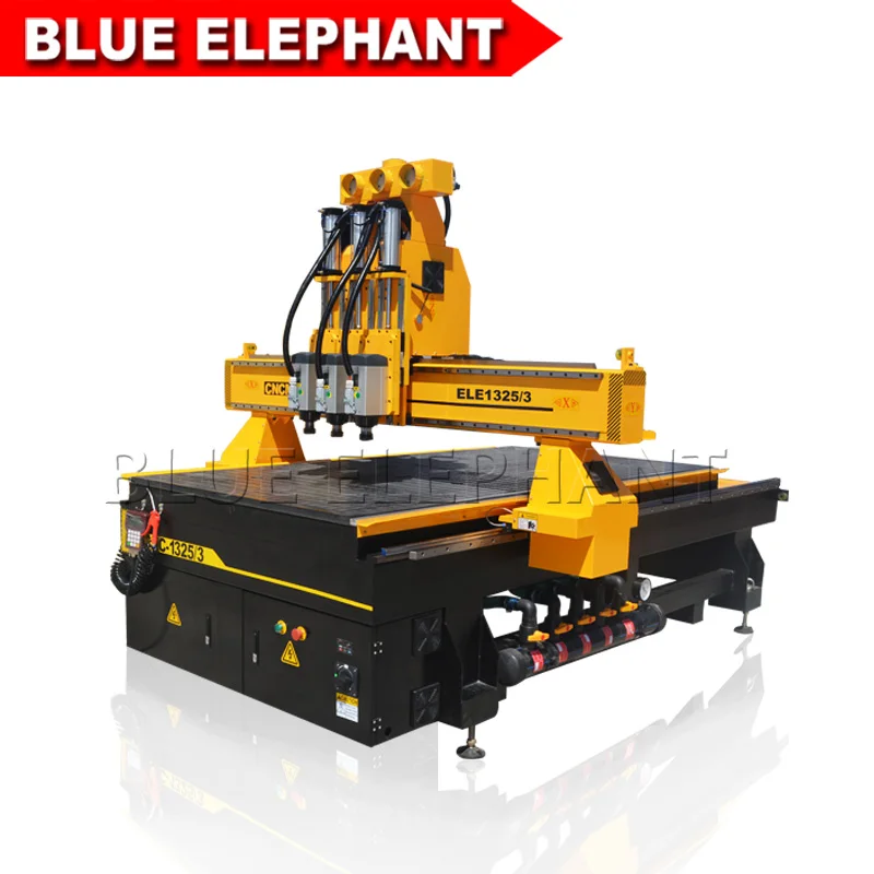 Multi spindle 3 heads cnc wood cutter 1325 cnc router 3kw power ...
