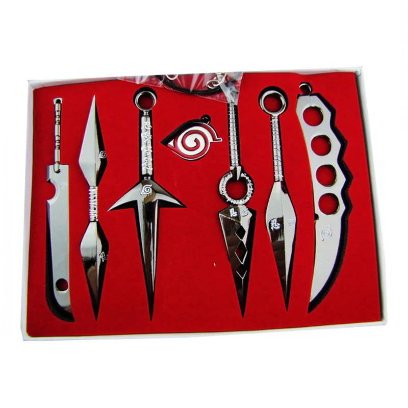 7 Pcs NARUTO Mini Metal Weapons Model Hatake Kakashi Deidara Kunai ...