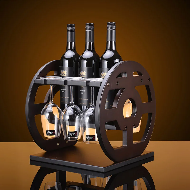 Creative-30x30x32cm-Antique-Curio-Shelf-Wood-Wheel-Wine-Rack-Furniture ...