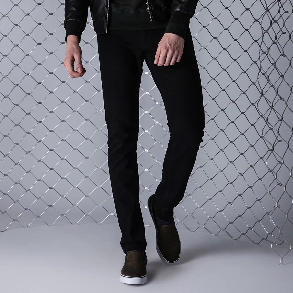 2018 Men Black Jeans Solid Stretch Skinny Straight Jeans Casual Jeans ...
