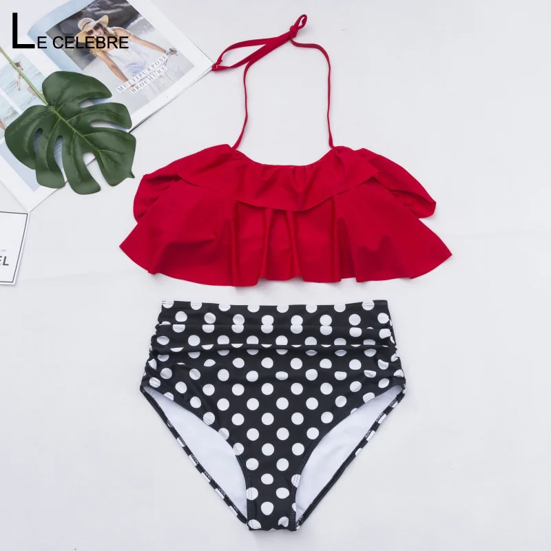Bikini Set High Waist Bikini Plus Size Ruffle Halter Sexy Biquini Women ...