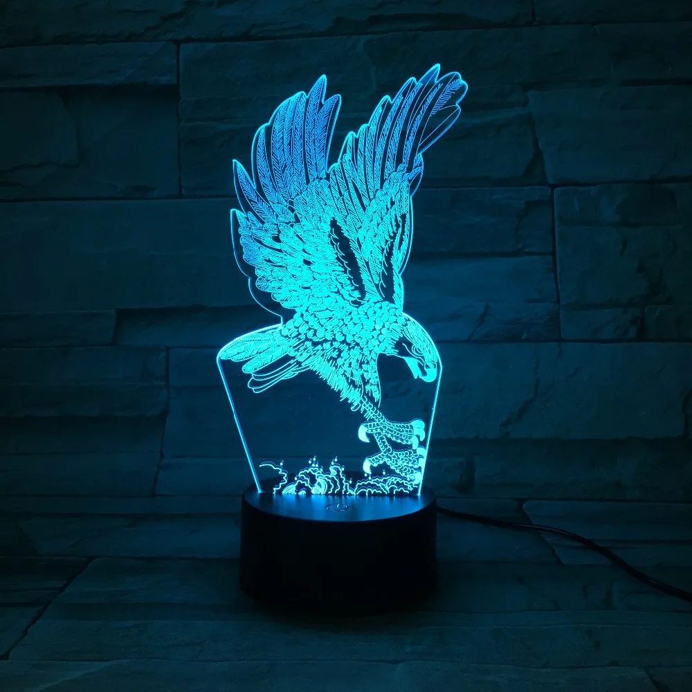 Amazing Flying Big Eagle Shape Night Light 7 Colorful Hawk 3D Cartoon ...