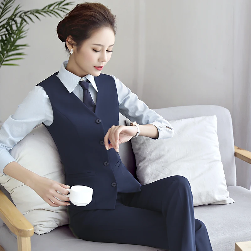 Women Fashion Elegant Office Lady Pocket Coat Sleeveless Vests Casual V ...