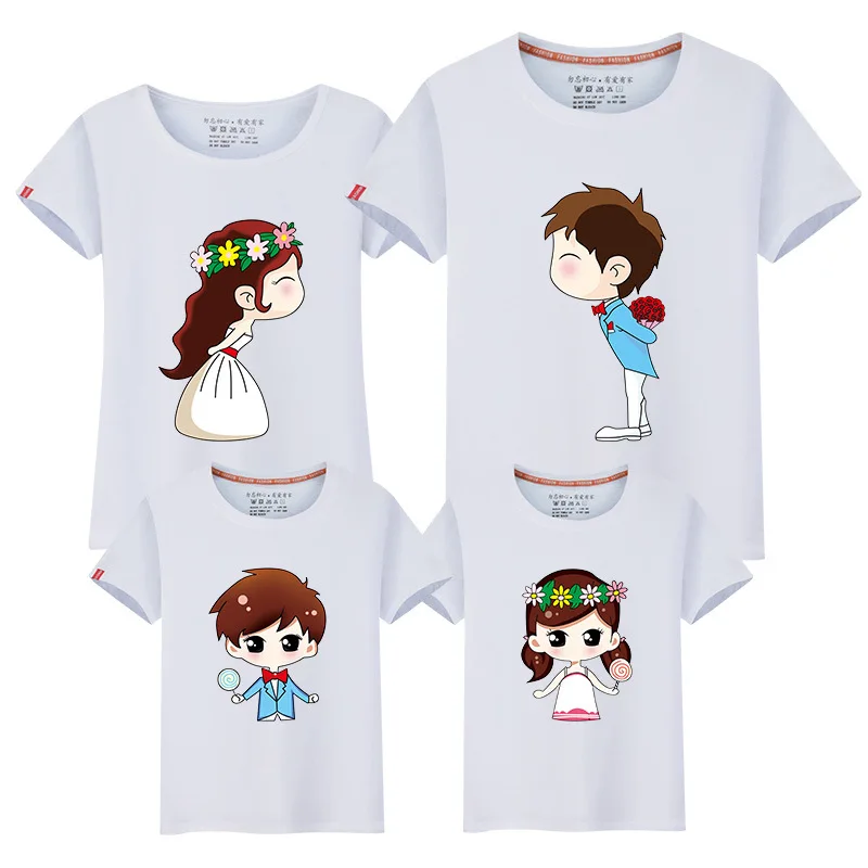 2018 Cotton Family Matching T Shirt Cartoon Character Shirt Short ...