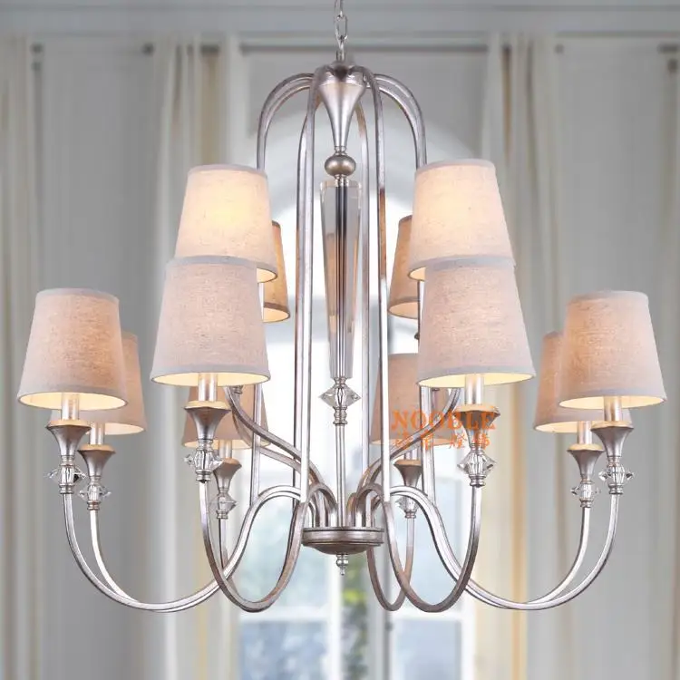 American lamp rustic villa Iron Candle Chandelier vintage crystal ...