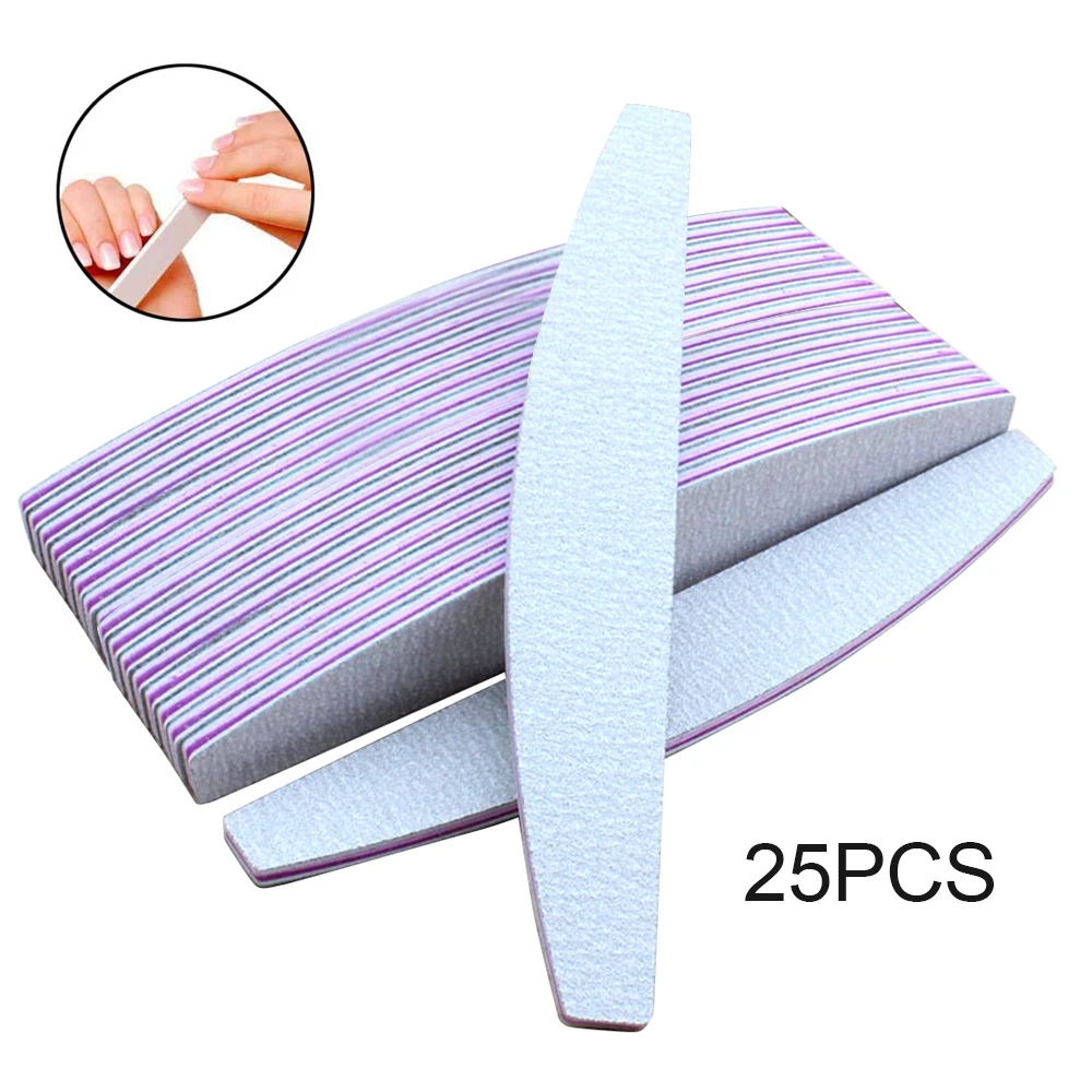 25PCS 100/180 Nail Files C Curved Side Sanding Buffers Manicure Milling ...