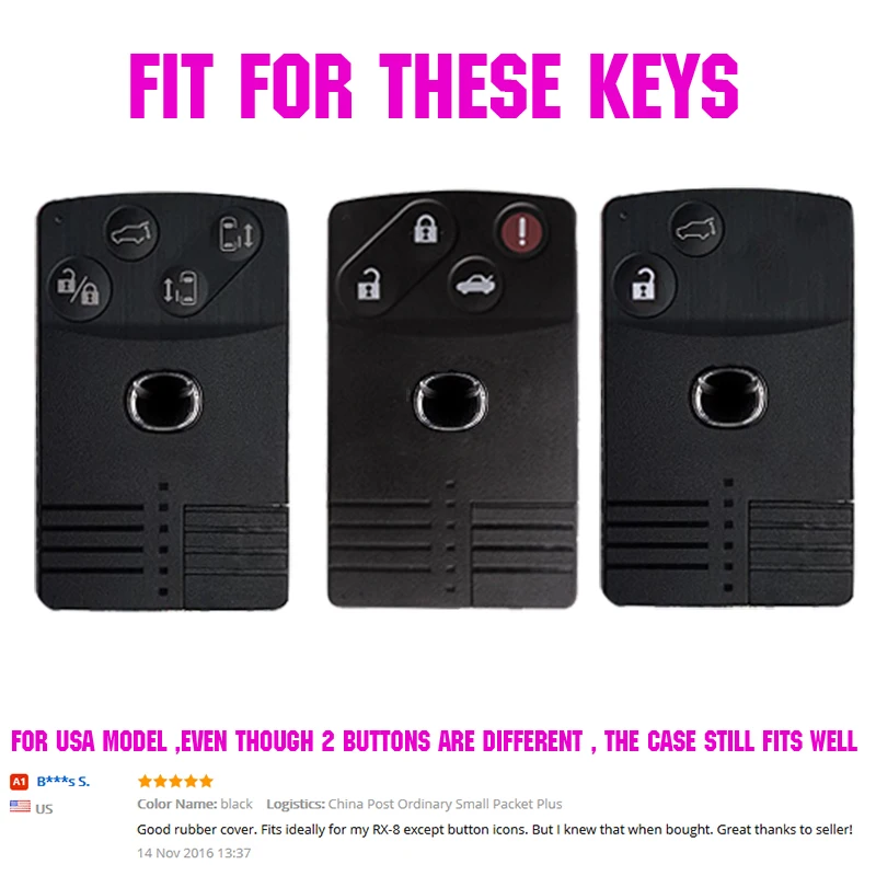 4 Button Silicone Remote Card Key Cover For Mazda 2 3 5 Premacy Miata 6 ...