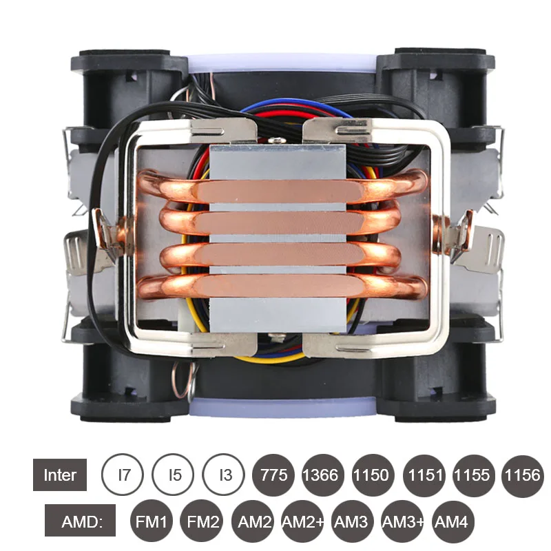New Universal Computer CPU Cooler Fan RGB 4Pin CPU Cooling Fans For ...