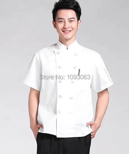 Men's Chef Short sleeved Shirt White Formal Uniform Chef Top Clothing M ...