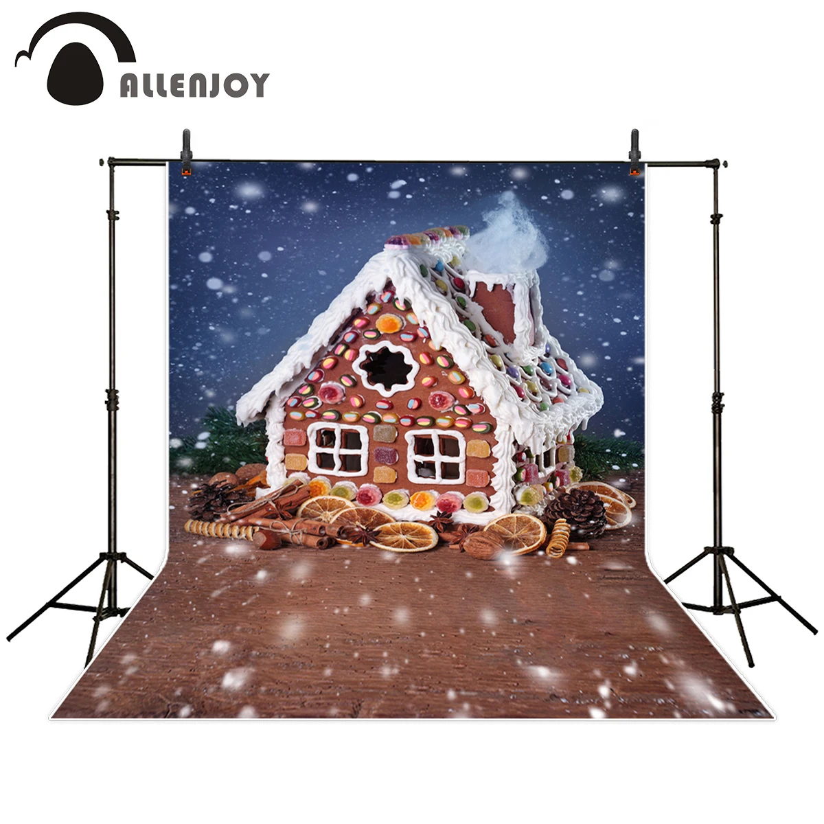 Allenjoy Christmas gingerbread house photography backdrop candy bokeh ...