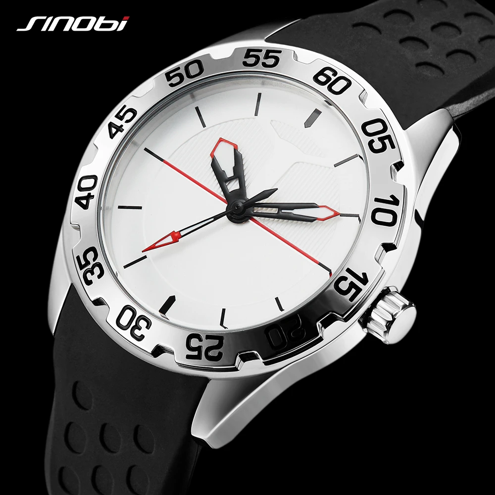 SINOBI Watch Men Sport Quartz Watches Top Luxury Brand Clock Silicone ...