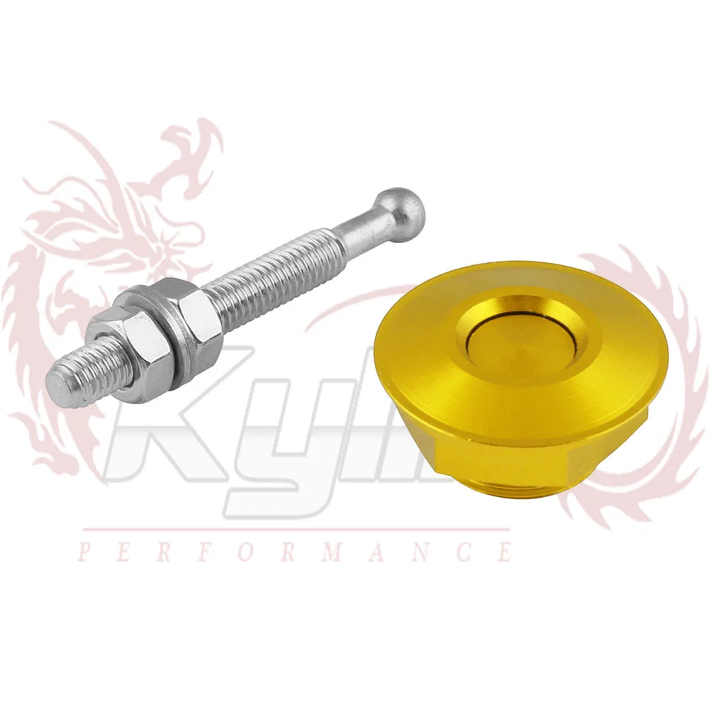 Universal Aluminum Push Button Billet Hood Pins Lock Clip Kit Car Quick ...
