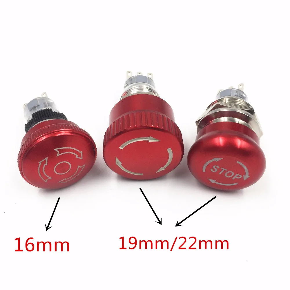 16mm-19mm-22mm-2NO-2NC-Waterproof-Metal-Latching-Emergency-STOP ...