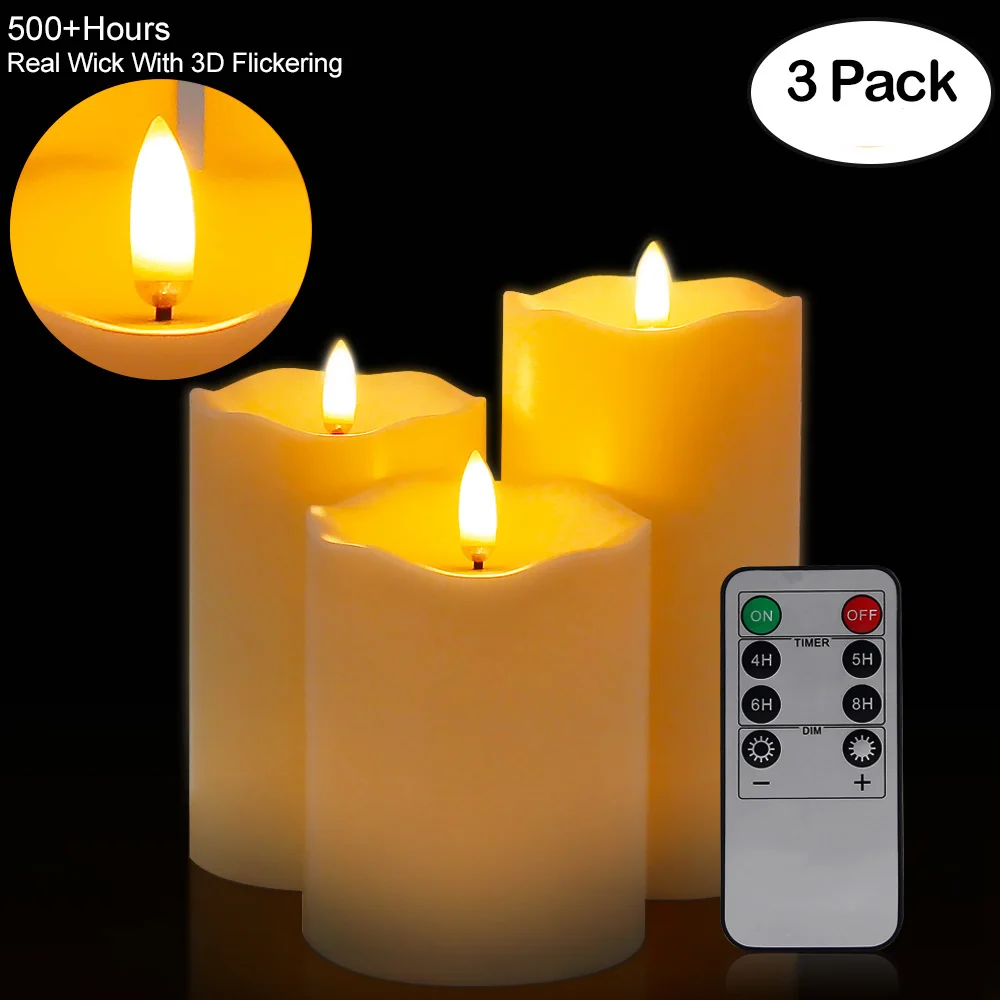 Velas LED sin Llama con Control Remoto, Luces de Vela con Batería y ...