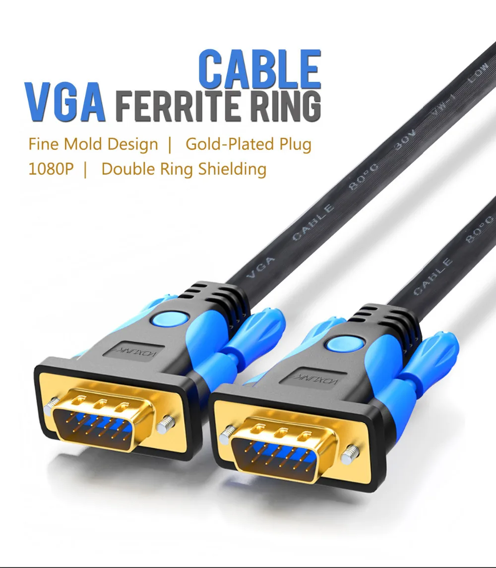 VOXLINK 1080P VGA Male to Male Cable 3+9 Pin VGA Cable Gold plated VGA ...