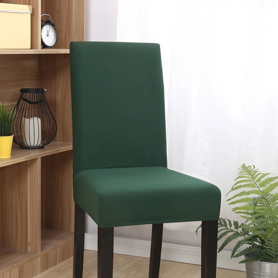 FXML Polyester Stretch Chair Covers Green Solid Color Wedding Chair ...