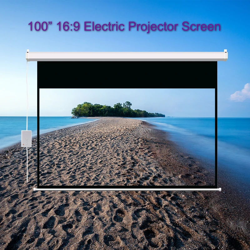100-Inch-16-9-Electric-Projector-Screen-with-Remote-Control-Motorized ...