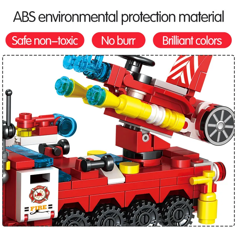 1046PCS Fire Brigade Truck Car Building Blocks Model Compatible ...