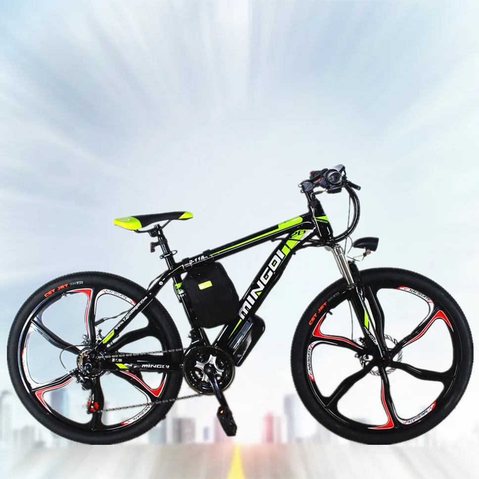 26mountain 21speed 6spoke wheel electric bicycle power li ion battery ...