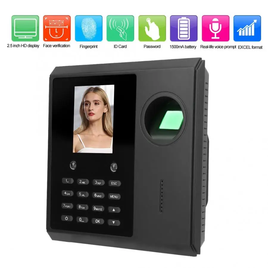 2.5in Face Fingerprint ID Card Time Attendance Access Control Machine ...