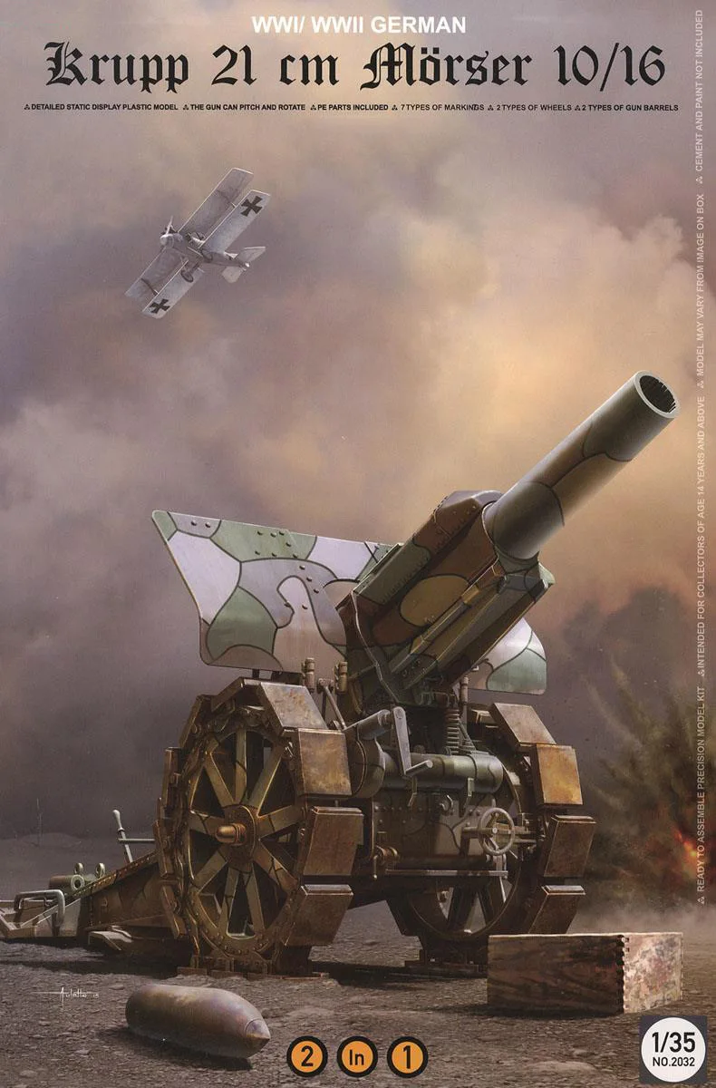 TAKOM 2032 1/35 Scale WWI/WWII GERMAN Krupp 21 cm Morser 10/16 Plastic ...