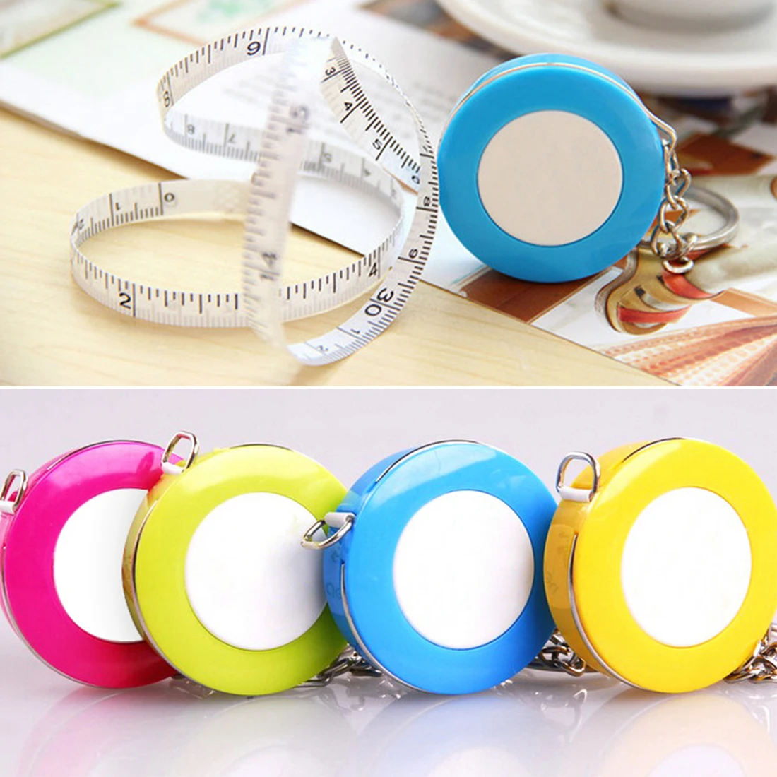 Mini Tape Measure Portable Retractable Ruler Candy Color Keychain Tape ...