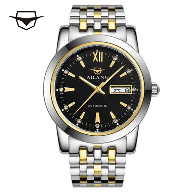 Classic luxury men's mechanical watch top brand pure steel and heavy ...