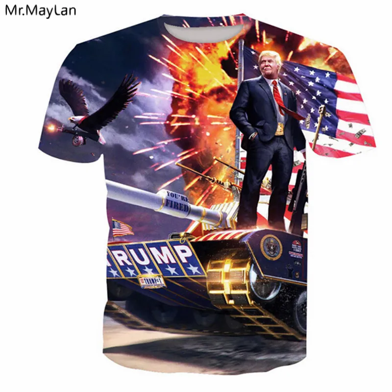3D Print USA Flag Eagle Trump Tank T shirt Men Women Cool Tee tshirts ...