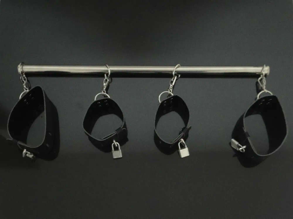 Stainless Steel Bondage Fetish Restraint Leg Spreader Bar With Leather ...