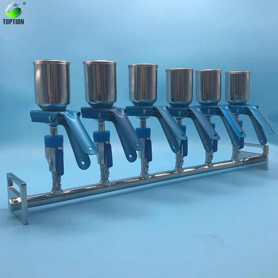 TOPTION 6 Branch Solvent Filter Funnel Vacuum Filtration Apparatus ...
