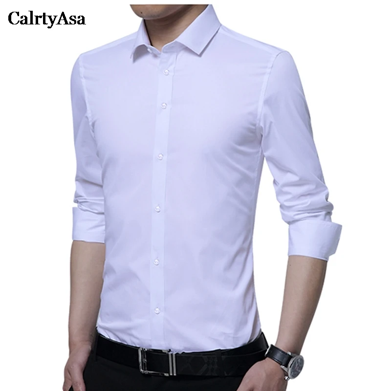 CalrtyAsa Solid Color Business office Shirts Men 2018 New Brand Single ...